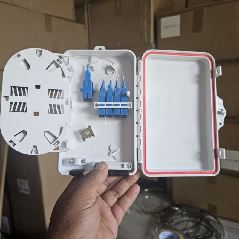 Jual odp 4 core lengkap spliter plc 1:4 sc upc/ODP MINI 4 CORE | Shopee ...