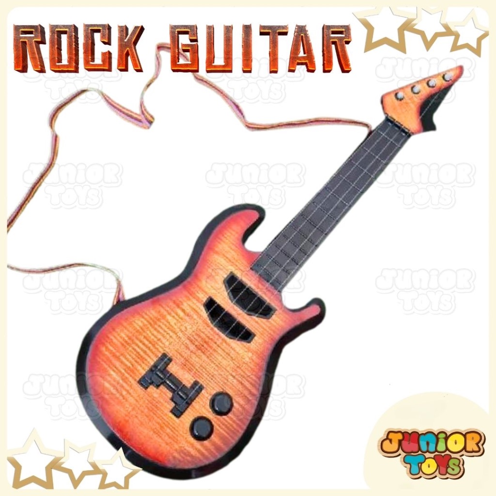 Jual Mainan Gitar Gitaran Anak Klasik Motif Kayu Rock Classic Guitar ...