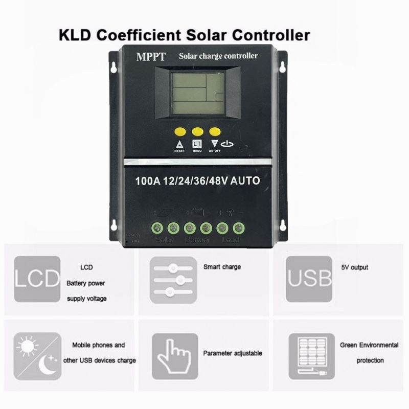 Jual Solar Charge Controller MPPT Dual USB Auto 12V/24V/36V/48V 100A ...