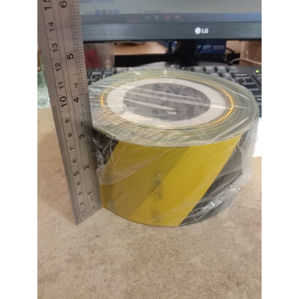 Jual POLICE LINE Hitam Kuning/Garis Polisi Ukuran 3" x 300 Meter (tidak ...