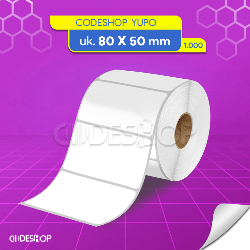 Jual Stiker Label Yupo 80x50mm 1 Line isi 1000 Pcs Core 1" Gap ...
