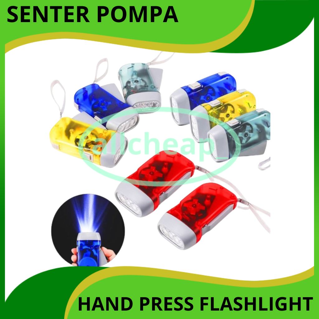 Jual DM - Senter Pompa Hand Press Flashlight LED Dinamo Tangan Non ...
