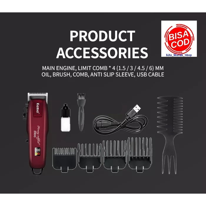 Jual COD PG Kemei KM-PG2600 Alat Cukur rambut elektrik dengan LED display Hair Clipper PG 2600 ...