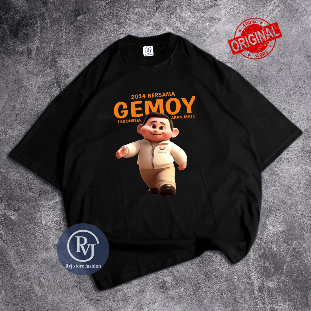 Jual kaos prabowo gemoy bersama 2024 100% katun 30s tebal dan adem ...