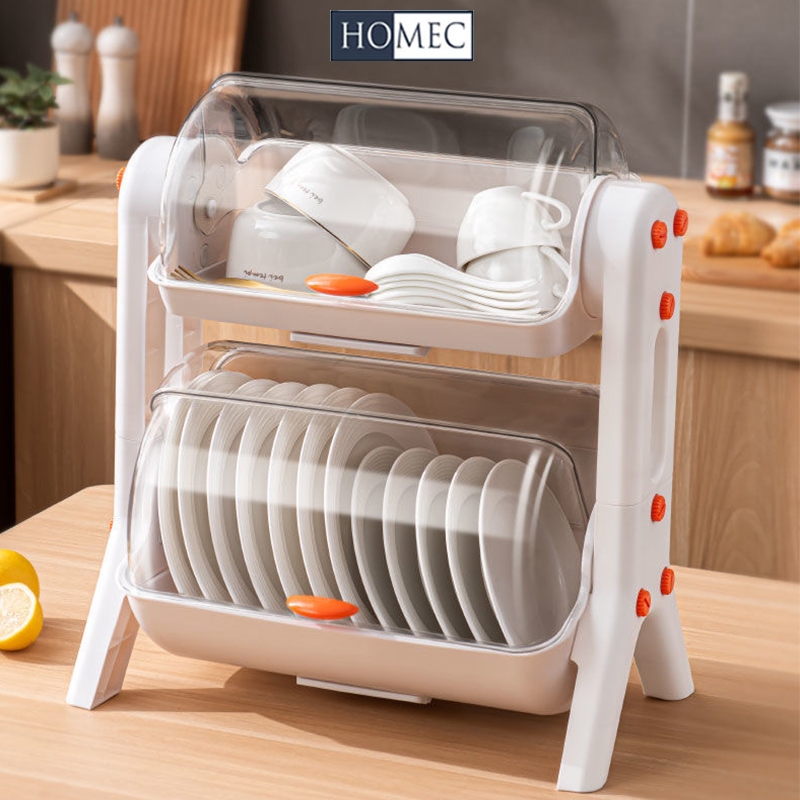 Jual Rak Piring Tertutup Plastik 2 Susun Lemari Piring Rak Dapur ...