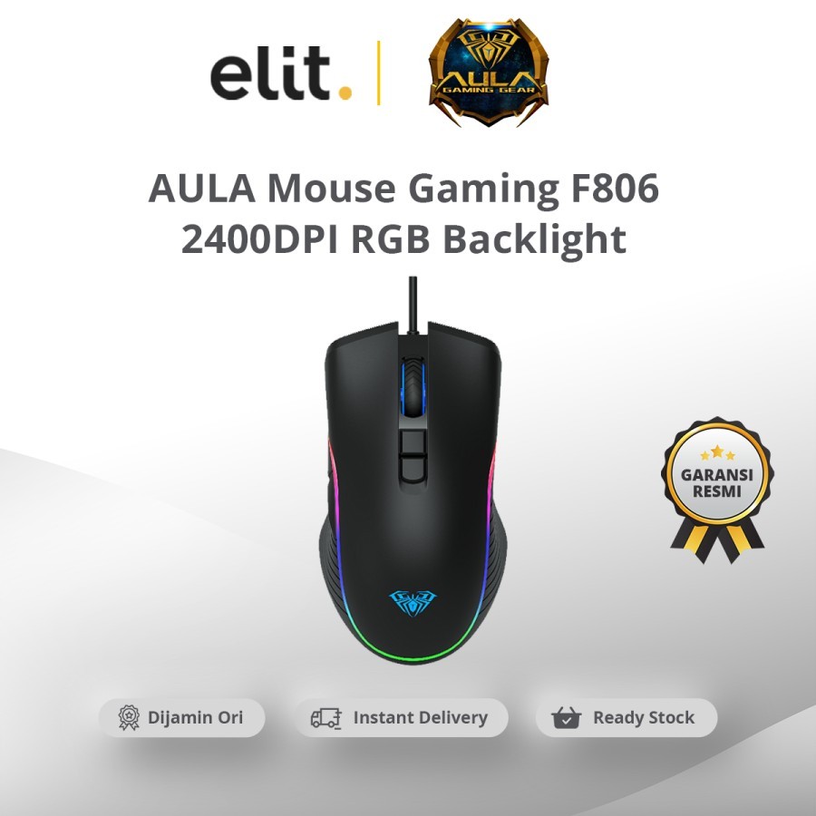 Jual AULA Mouse Gaming F806 2400DPI RGB Backlight | Shopee Indonesia