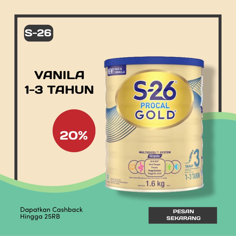 Jual S26 / S-26 Procal GOLD Tahap 3 Vanila Susu Pertumbuhan Anak Usia 1 ...
