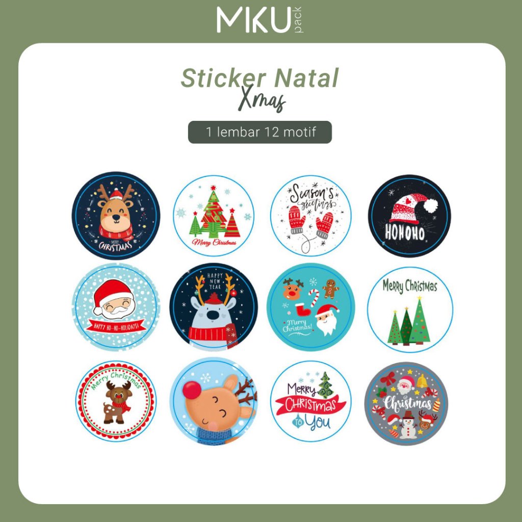Jual Stiker Natal Christmas Sticker Bulat Cookies Kue / Stiker Toples ...