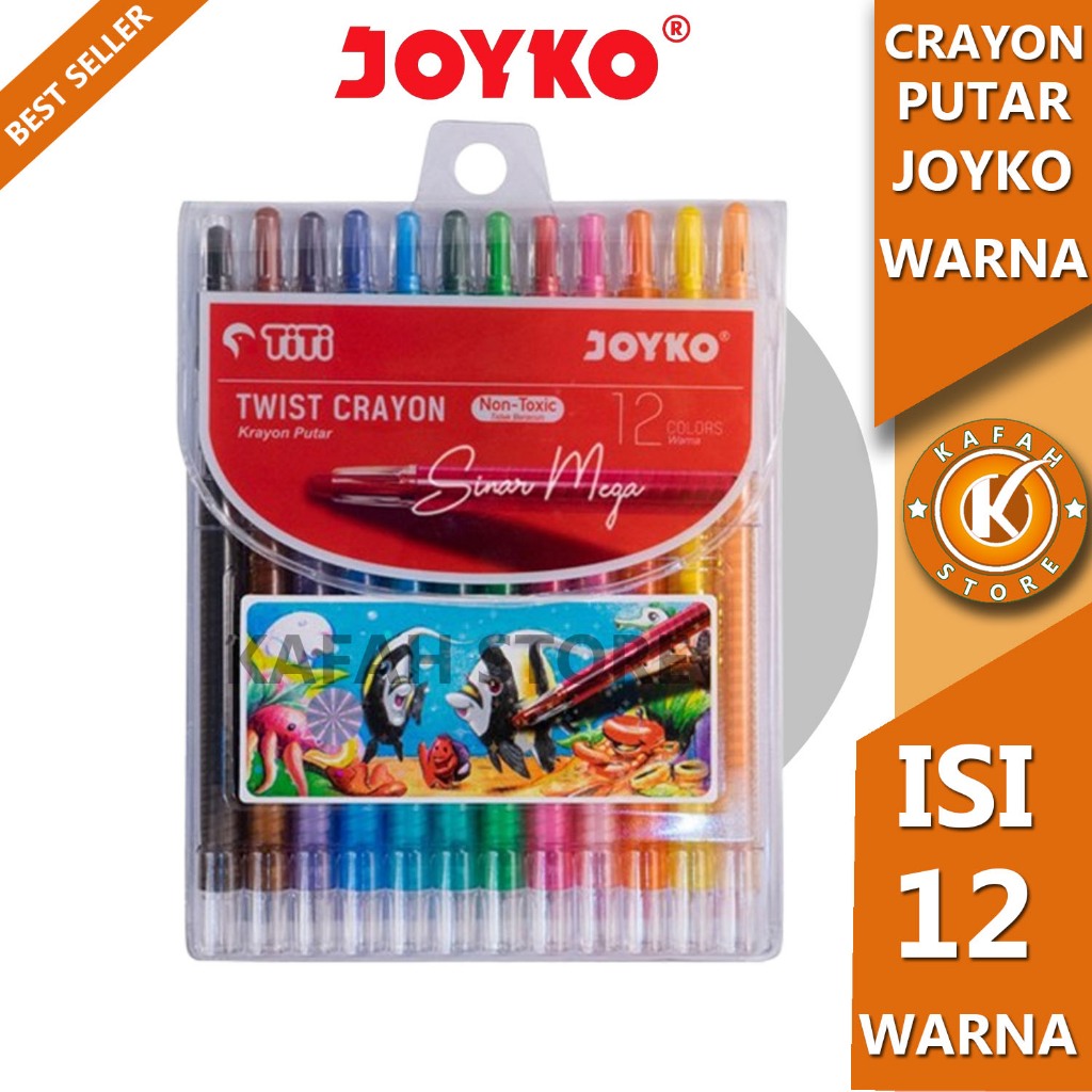 Jual JOYKO CRAYON PUTAR ( twist crayon ) ISI 12 WARNA KAFAH STORE ...