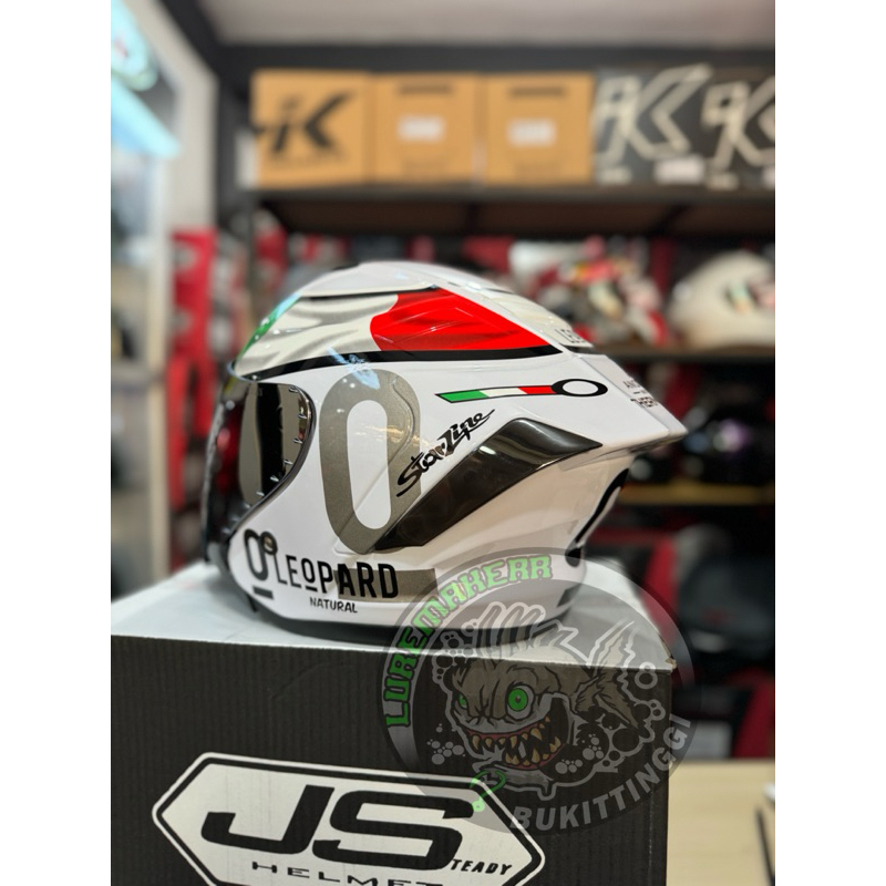 Jual HELM JS ARMOR LEOPARD ITALY WHITE | Shopee Indonesia