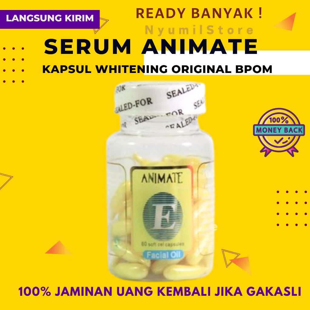 Jual Serum ANIMATE 60 Softgel Serum Animate Asli Bpom Whitening Vitamin ...