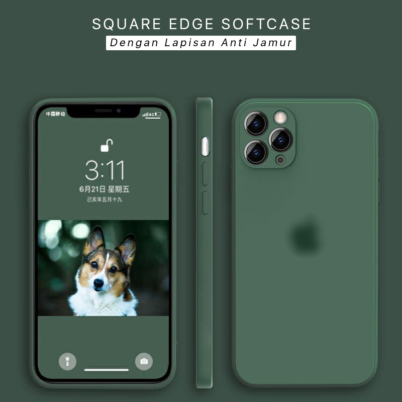 Jual Midnight Green SQUARE EDGE Soft Case iPhone 11 12 13 14 15 PRO MAX ...