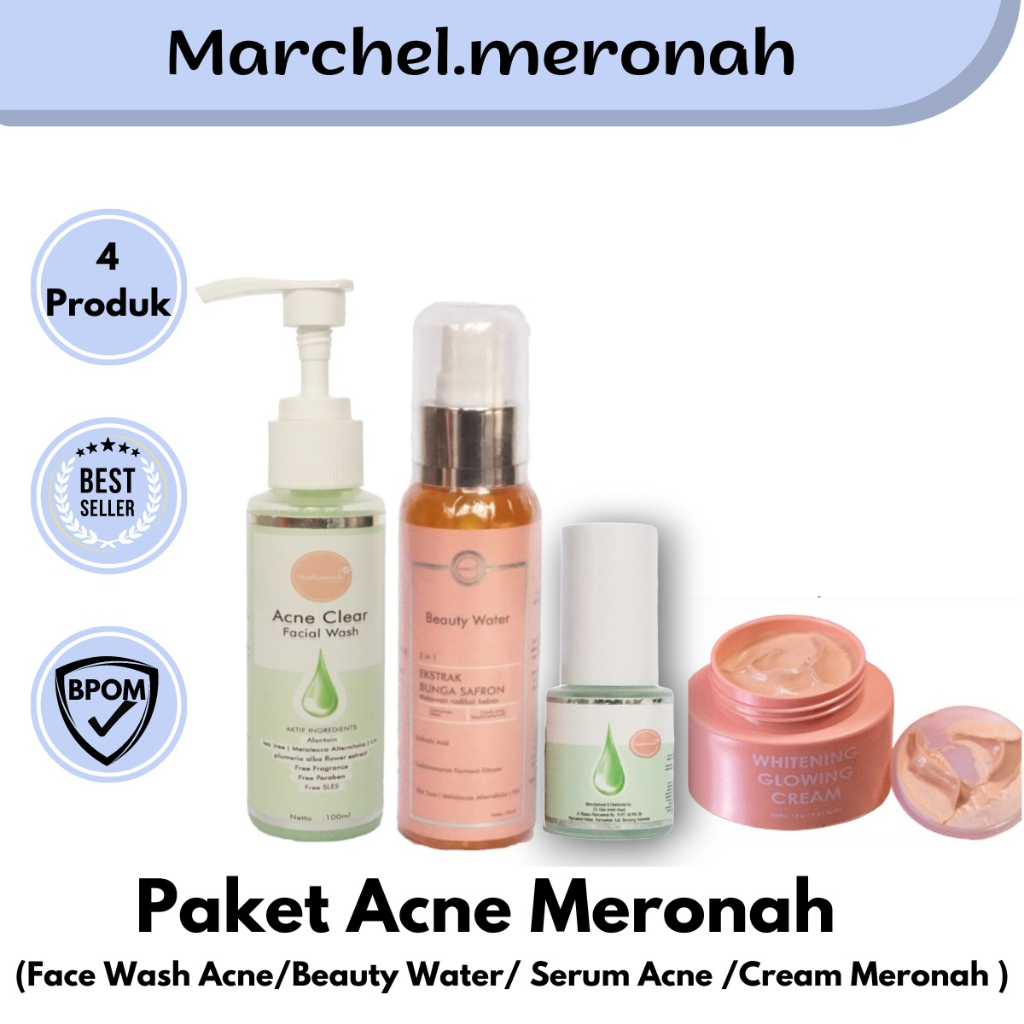Jual PAKET ANTI ACNE SKINCARE MERONAH ektrak jahe merah 4 produk untuk ...