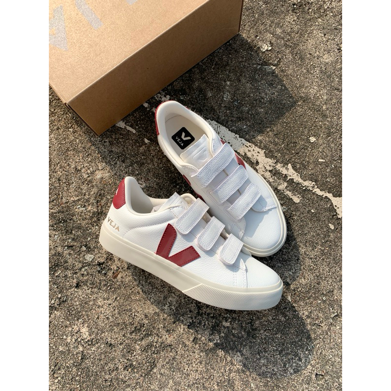 Jual VEJA VELCRO RECIFE LEATHER RED MARSHALA ORIGINAL | Shopee Indonesia
