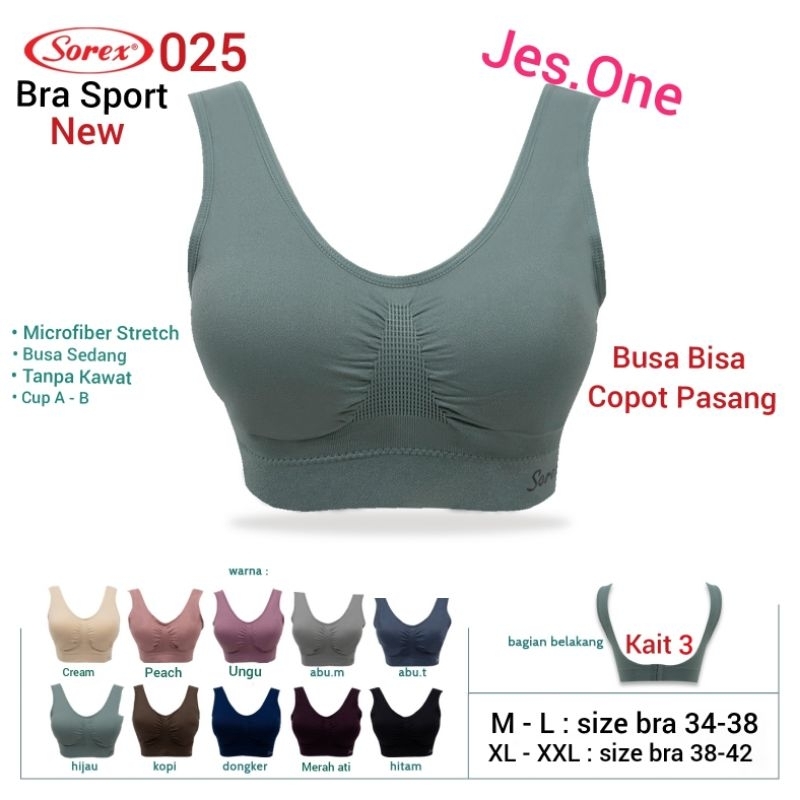 Jual SOREX SP 025 Sport Bra Polos Olahraga Stretch Cup A - B Kait 3 | Shopee Indonesia