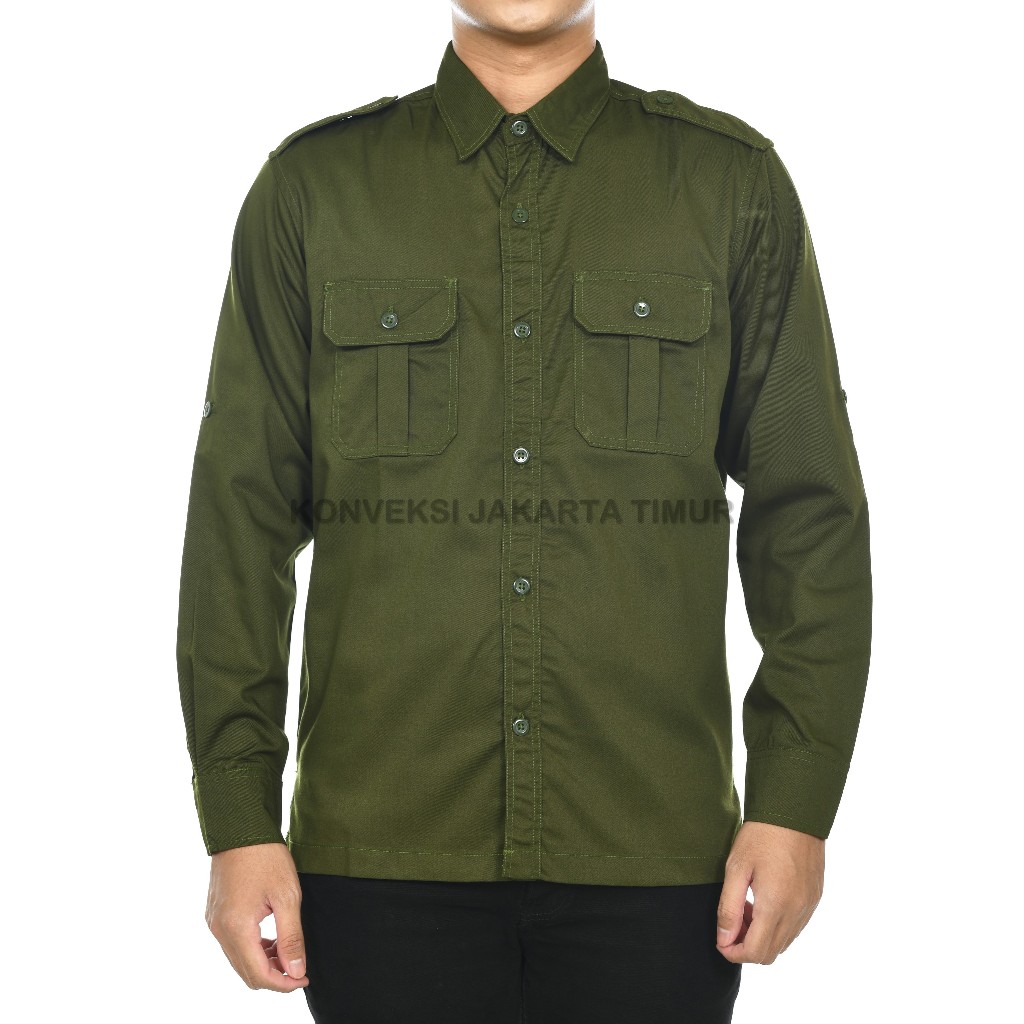 Jual Baju Kemeja PDL Lengan Panjang Pria Wanita Warna Army - Seragam ...