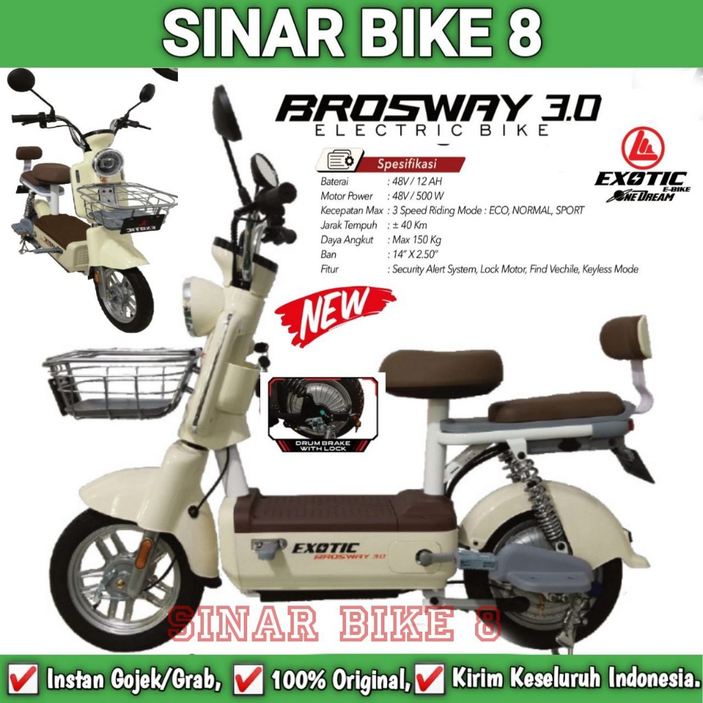 Jual Sepeda Listrik EXOTIC BROSWAY 3.0 500 Watt BY PACIFIC Electric E ...