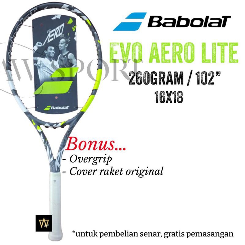 Jual Raket Tenis Babolat EVO AERO LITE Berat : 260g 102" Original ...