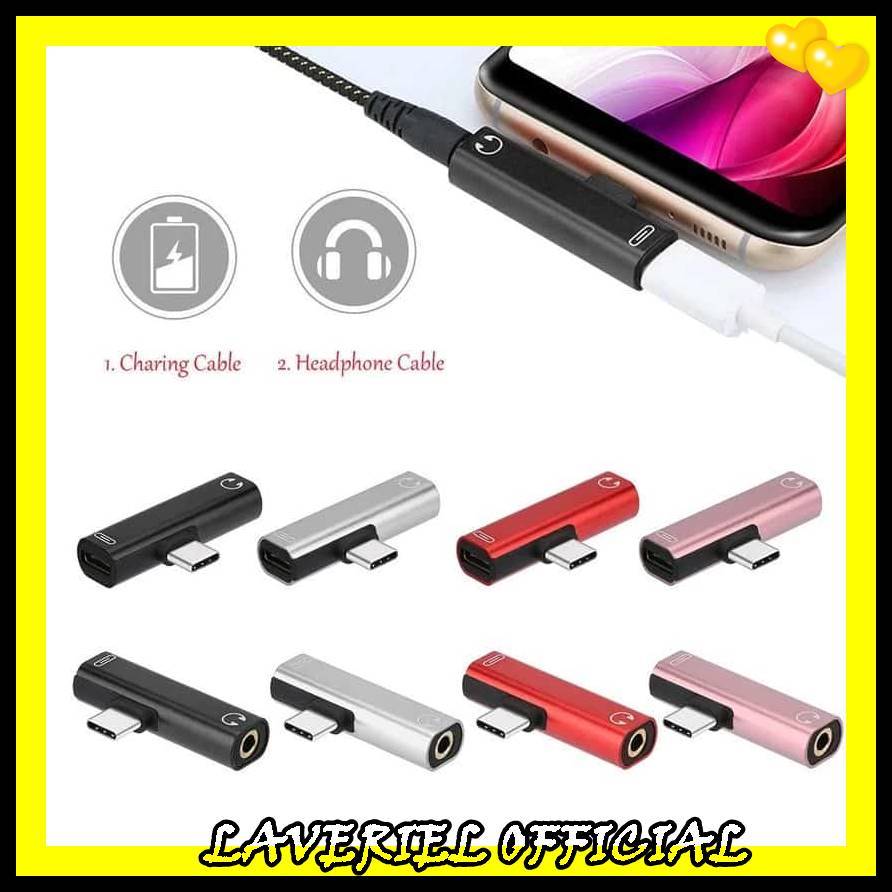 Jual KONVERTOR 2 IN 1 ADAPTER USB C KE JACK AUDIO 3.5MM TIPE-C CHARGING ...