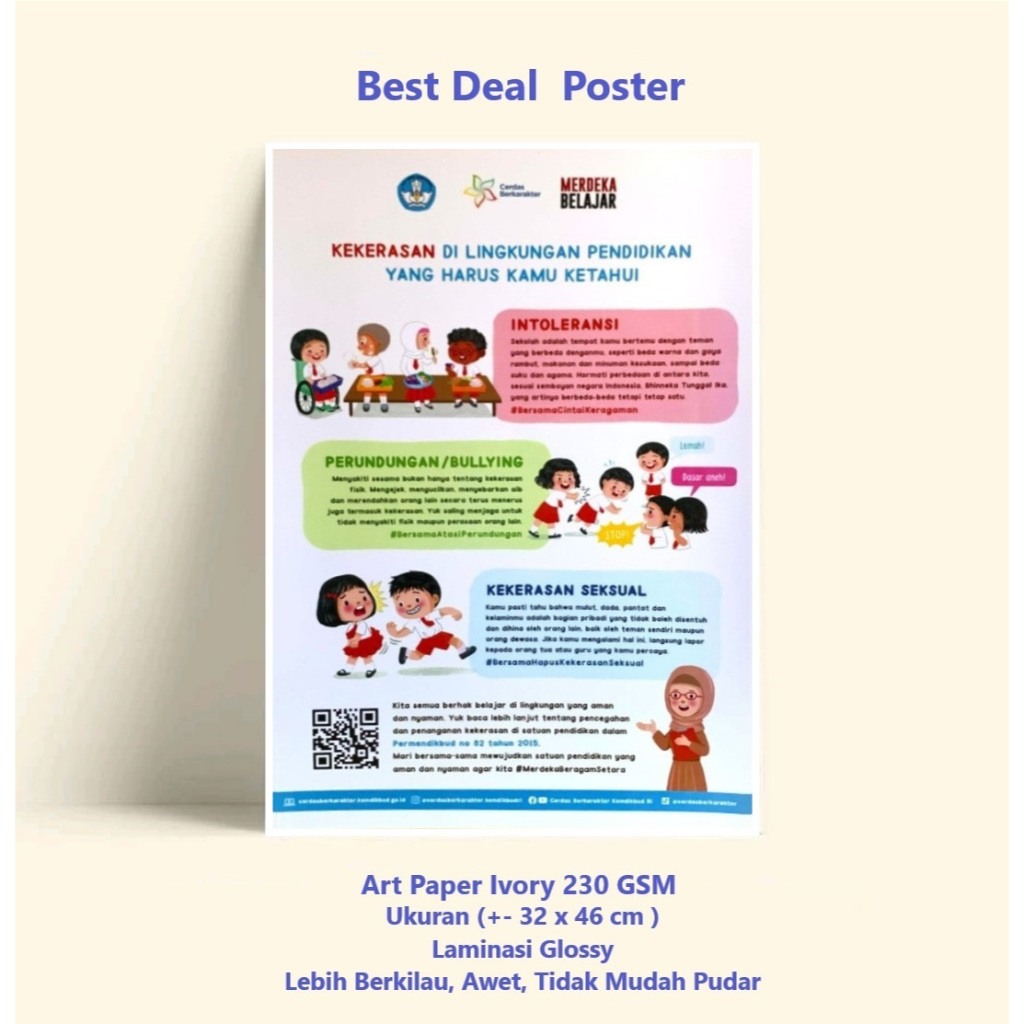 Jual Poster Kekerasan Di Lingkungan Pendidikan | Poster Edukasi Bersama ...