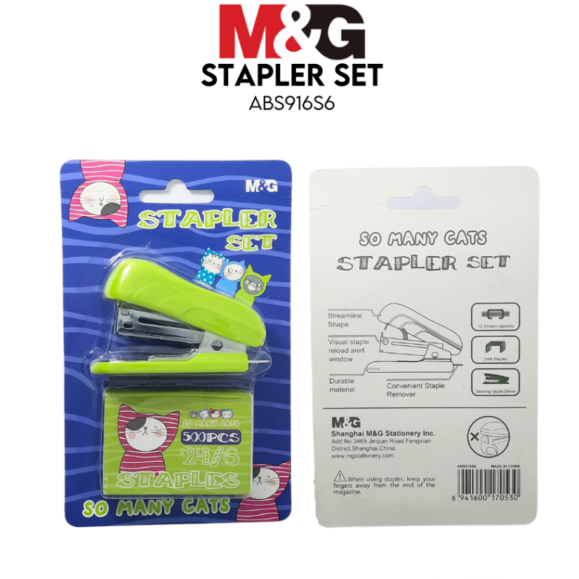 Jual TBMO M&G STAPLER SO MANY CATS MINI 24/6 - 10012999/ABS916S6 / Stapler Set | Shopee Indonesia