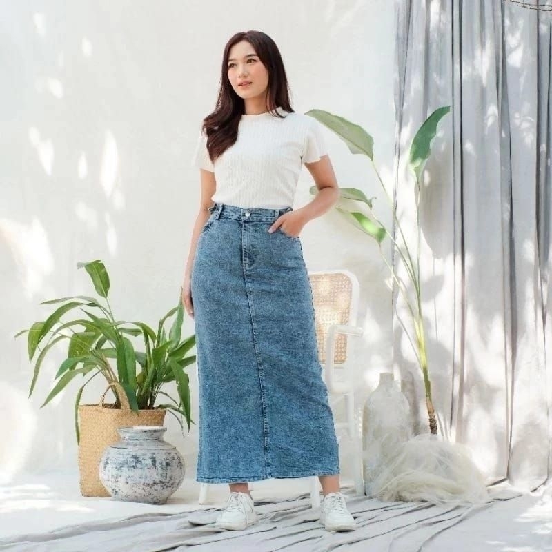 Jual Highwaist Rok Jeans - Rok Denim Korean Style - Rok Jeans Skrit ...