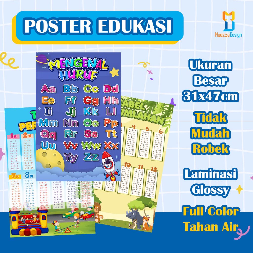 Jual POSTER EDUKASI PREMIUM | PAUD | TK | SD | ANGKA | HURUF ...