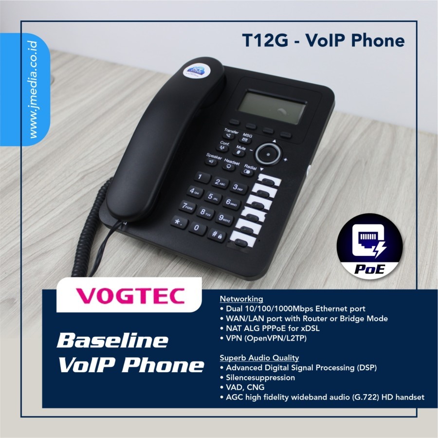 Jual VOGTEC VOIP HOTEL IP PHONE POE [not include adaptor] - T12G ...