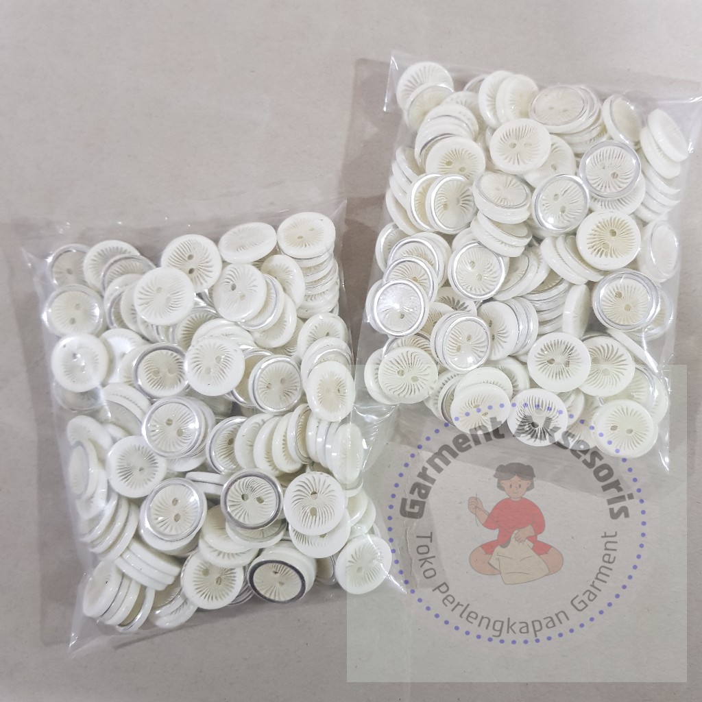 Jual Kancing Ring List Silver Diameter 18mm 28L Lubang 2 Putih ...