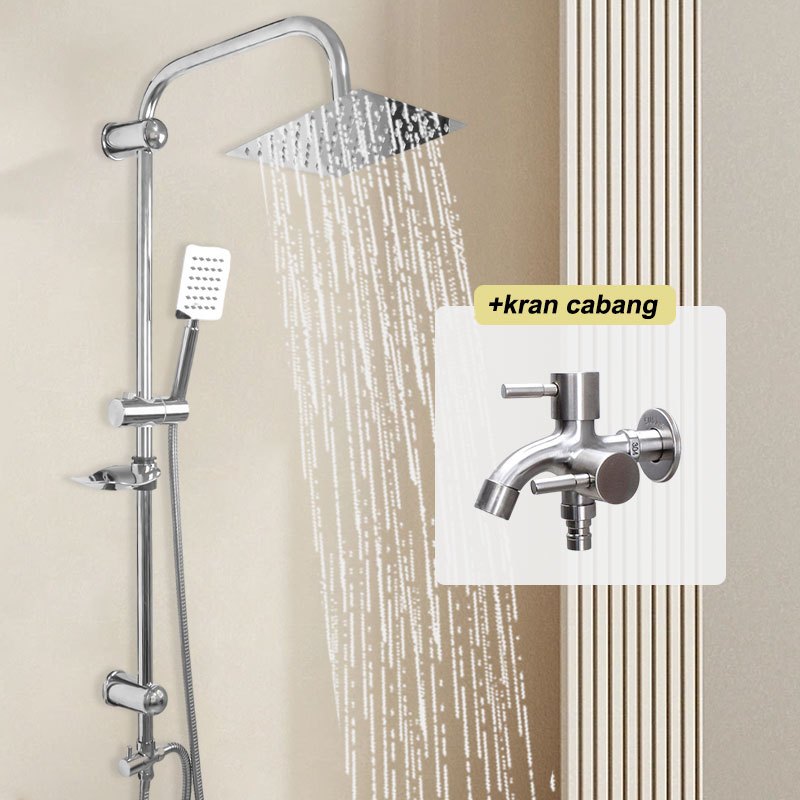Jual Shower 1 Set Shower Set Kamar Mandi Rain Shower + Keran Cabang - Paket Lengkap Shower Kotak ...