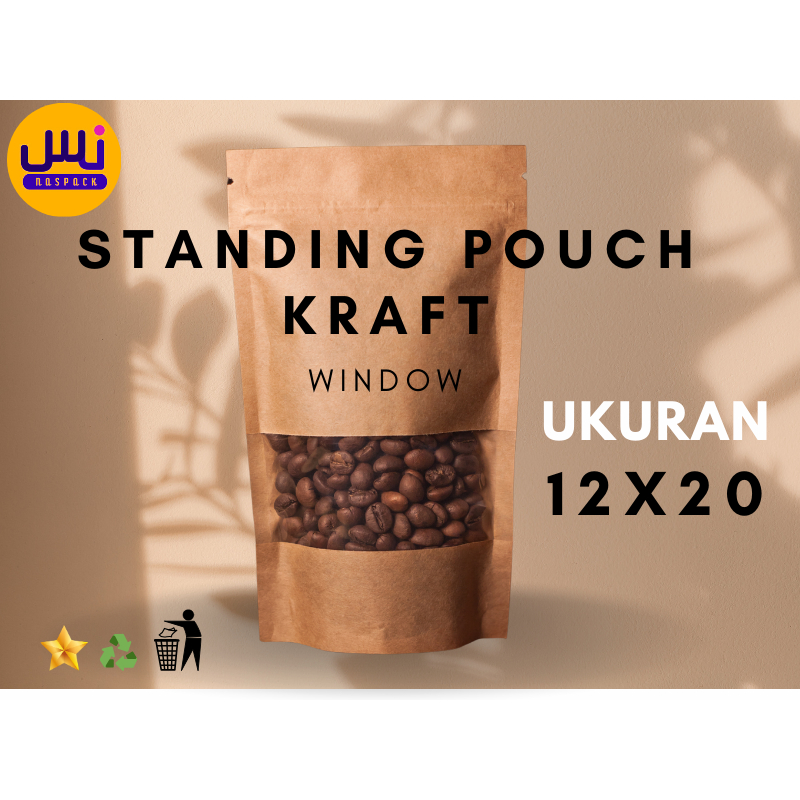 Jual Standing Pouch Kertas Ziplock 12X20 / Kemasan Paper Craft 12X20 cm ...