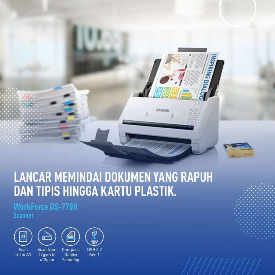 Jual Scanner Epson DS-770 II / DS770II Scanner WorkForce Duplex Sheet ...
