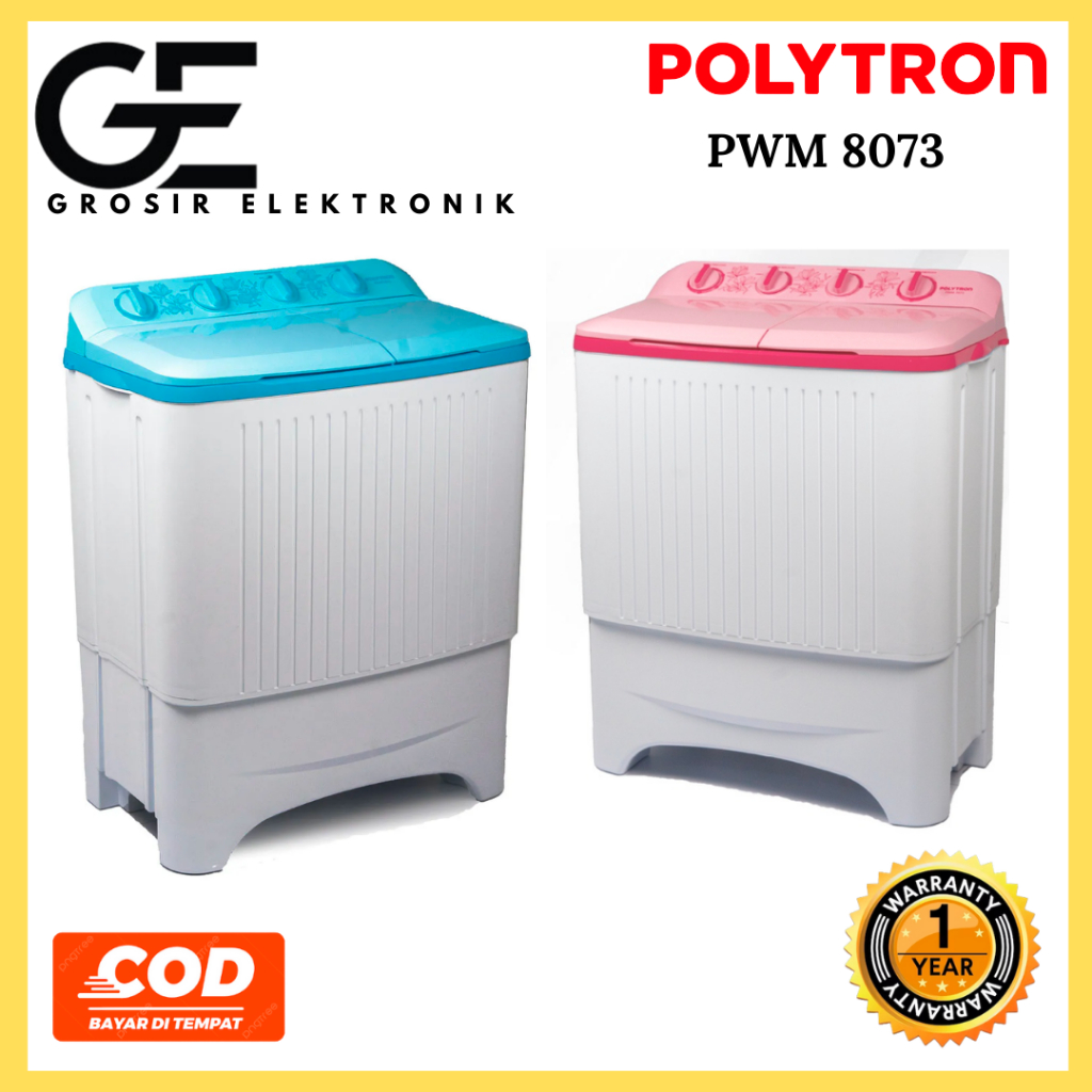 Jual Mesin Cuci 2 Tabung POLYTRON PWM 8073 8 KG GARANSI RESMI | Shopee ...