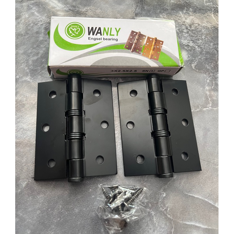 Jual ENGSEL TEBAL HITAM WANLY 3" INCH ENGSEL PINTU TEBAL | Shopee Indonesia