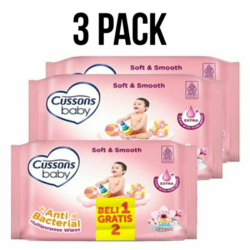 Jual (BELI 1 GRATIS 2 FREE) Cussons Baby Wipes isi 50 sheet | 45 sheet ...