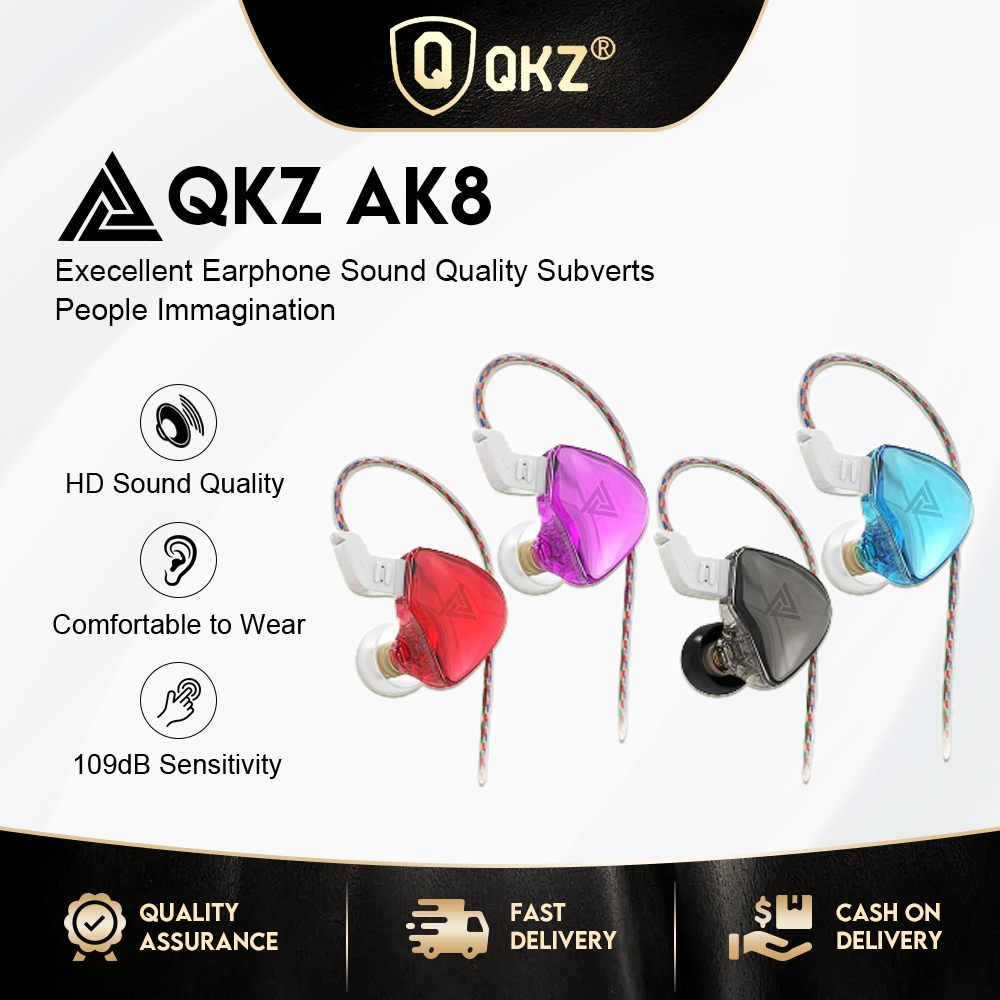 Jual QKZ AK6 QKZ AK8 In-Ear Stage HIFI Dynamic Headphones Game Wire Control Bass Headphones with ...