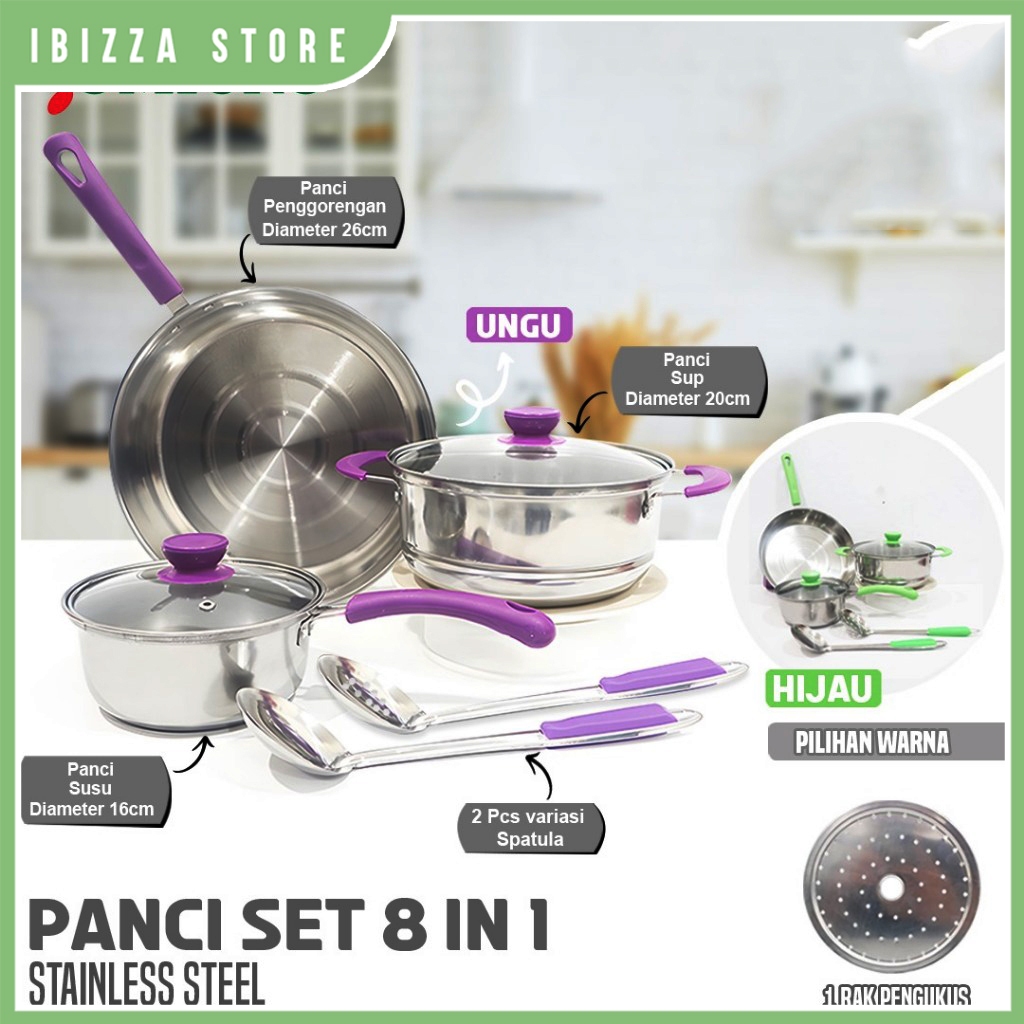 Jual Panci Set 8in1 8PCS OMICKO OM-6246 Panci Set Multifungsi Stainless ...