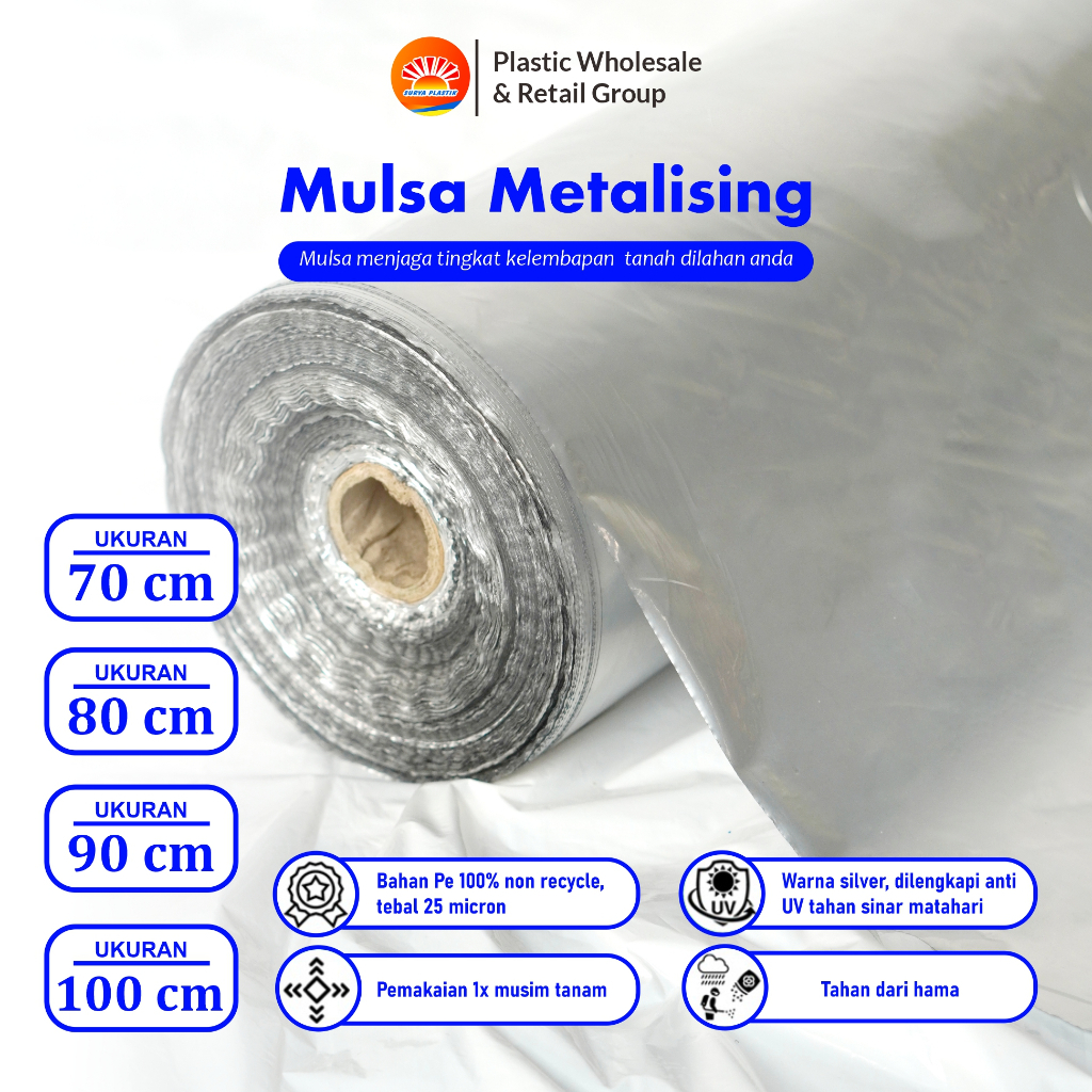 Jual Plastik Mulsa Perak 1 Roll 8 KG Mulsa Grenjeng Lebar 80 Cm ...