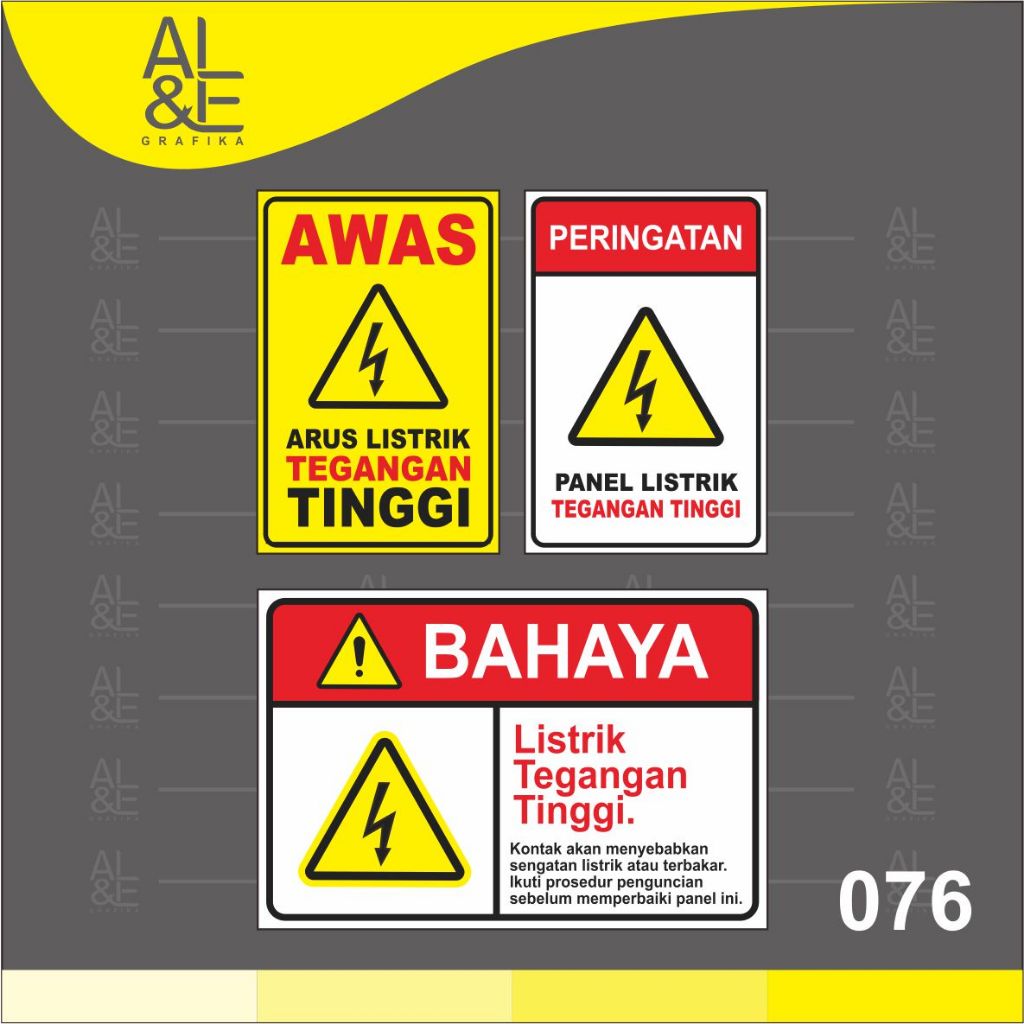 Jual 076 - STIKER PERINGATAN AWAS LISTRIK TEGANGAN TINGGI - VINYL ...