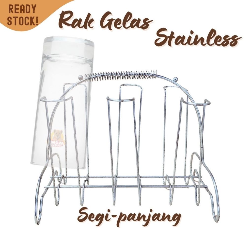 Jual Rak Gelas Stainless Segi Panjang / Tempat Gelas Stainless Tebal ...