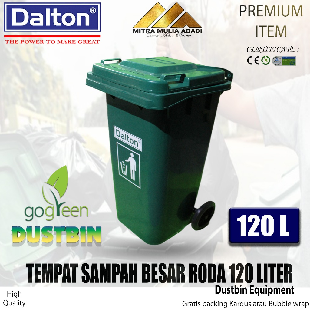 Jual Tempat Sampah Roda Besar 120 Liter Dalton HPDE / DUSTBIN / Bak Sampah Dalton | Shopee Indonesia