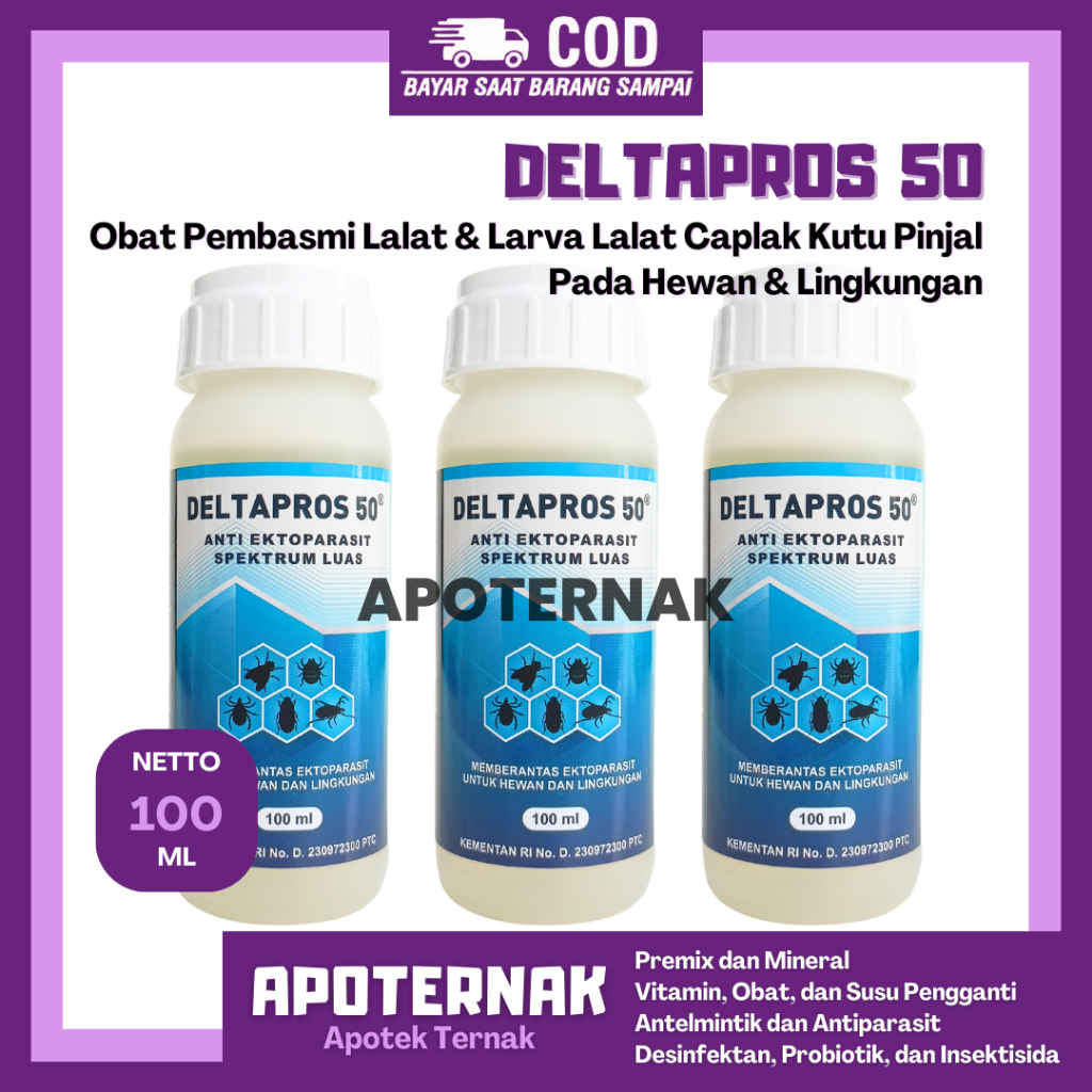 Jual DELTAPROS 100 ML - Obat Pembasmi Lalat dan Larva Lalat Caplak Kutu ...