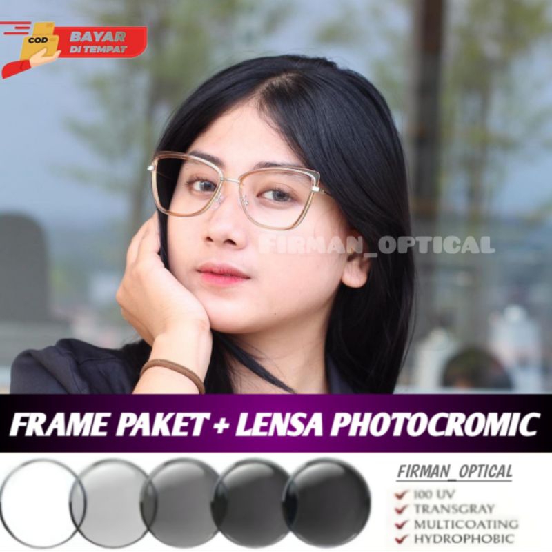 Jual Frame kacamata Cewek // kacamata Cat Eye Paket lensa+ photocromic ...