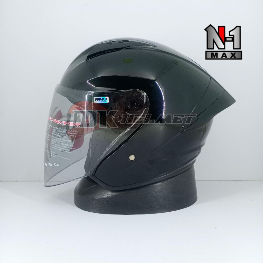 Jual Helm Half Face NHK N1 N-1 Max Solid Black Gloss Warna Hitam Glossy ...