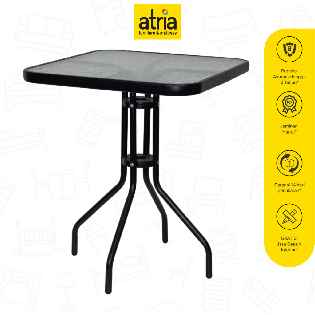 Jual Atria Meja Algrass Square/Persegi Hitam | Shopee Indonesia