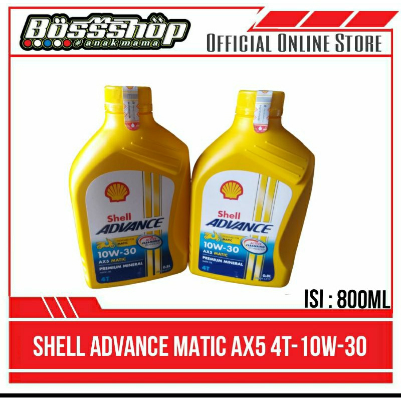 Jual OLI SHELL ADVANCE MATIC AX5 4T -SAE 10w-30 0,8L OLI MOTOR SHELL ...