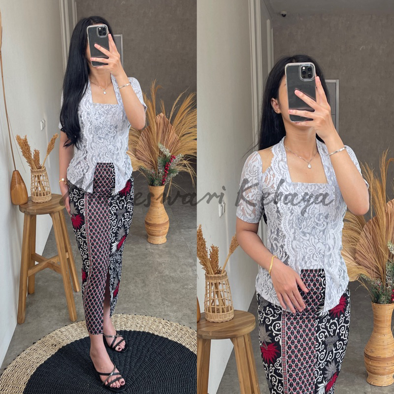 Jual Kebaya Bali Set Brukat Modif Bali Silver | Shopee Indonesia