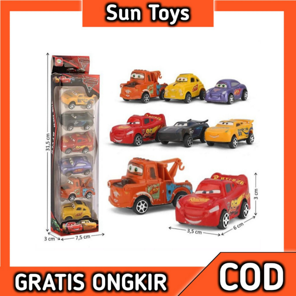 Jual Mainan Mobil Cars Mc Queen Isi 6pcs Pull Back 546-9K6 | Shopee ...