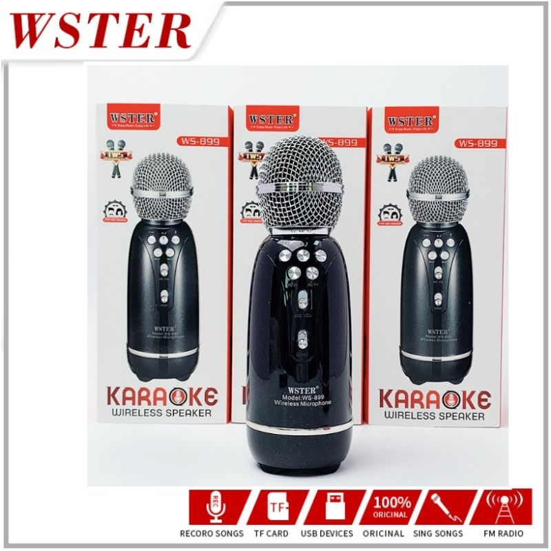Jual WSTER Original Mic Karaoke microphone Bluetooth wireless WS-899 | Shopee Indonesia