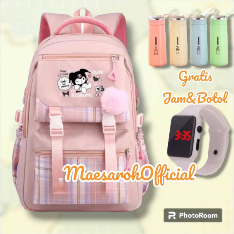 Jual BANYAK BONUSNYA Tas Ransel Korea Kuromi Sanrio Cinnamorol 5in1 Tas Ransel Sekolah Anak ...